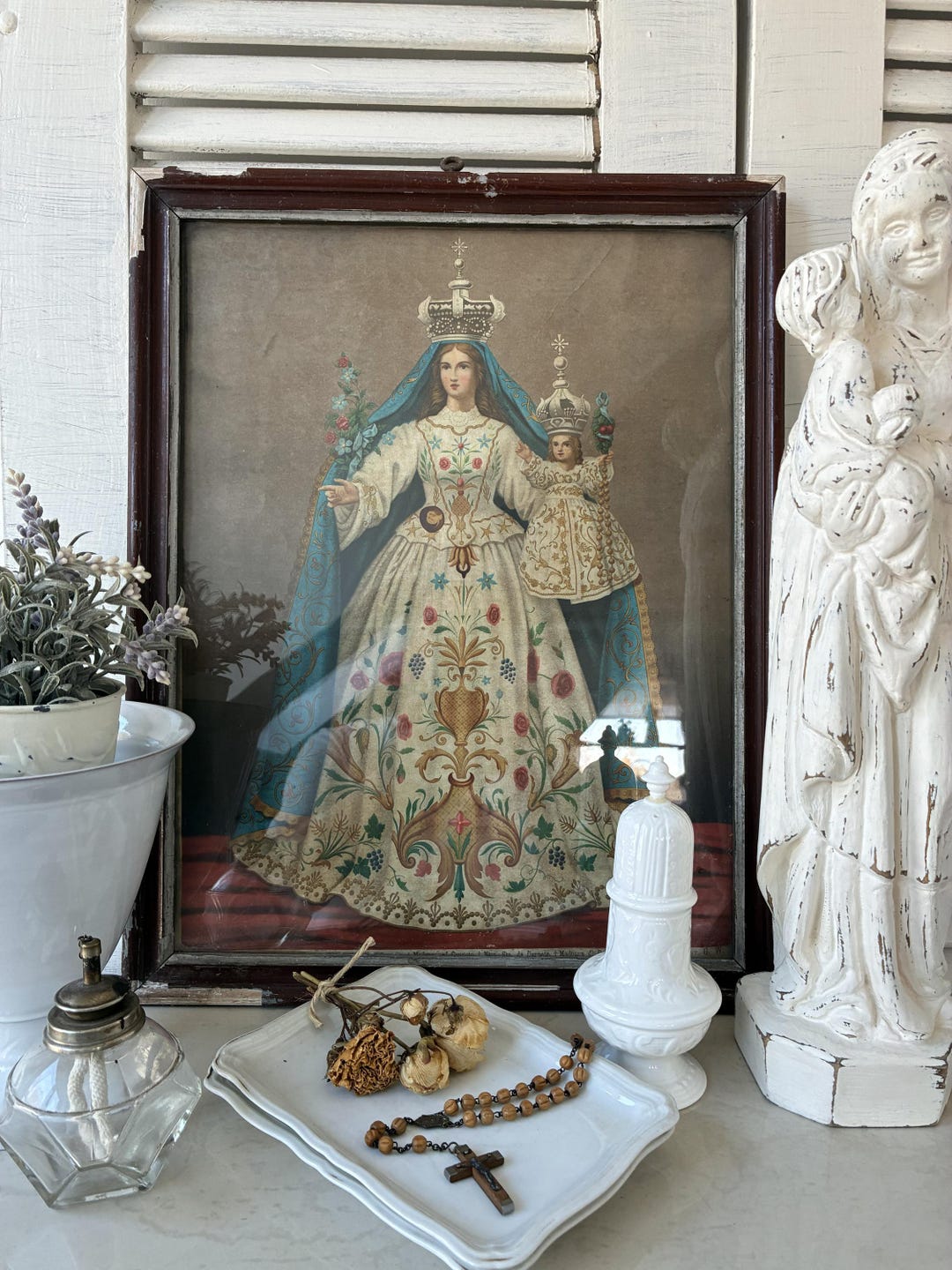 Antique Religious Image – Mary as Queen of Heaven With the Christ Child ...