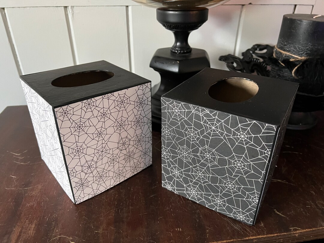 Gothic Tissue Box Cover Black and White Spider Web Tissue Box - Etsy