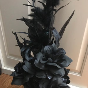 Victorian Gothic Centerpiece, Gothic Floral Home Decor, Gothic Planter Box, Gothic Black & Red ...