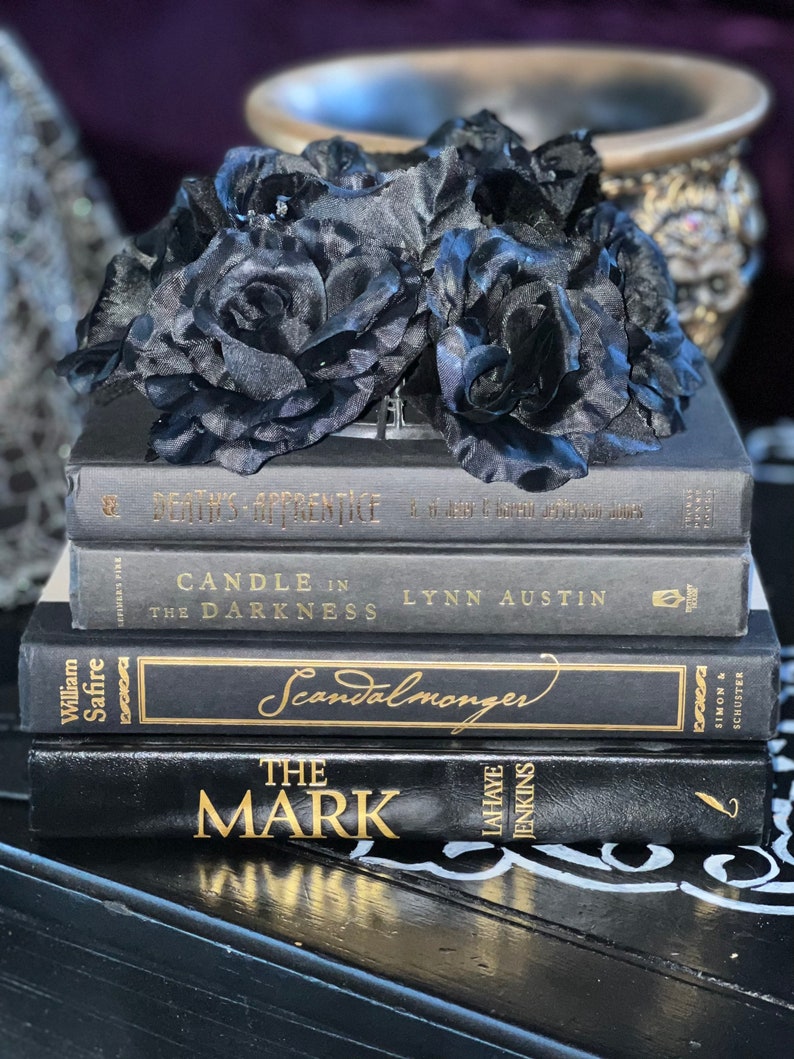 Decorative Black Gold Lettering Book Set: an Instant Library - Etsy