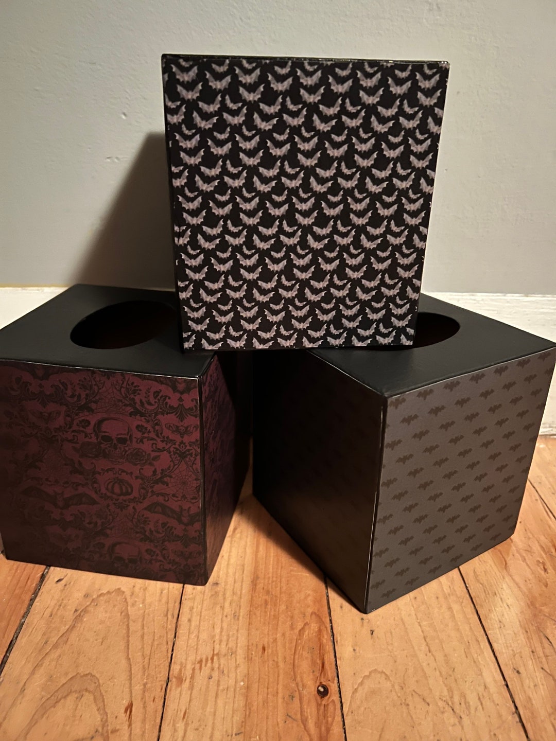 Gothic Bat Tissue Box Cover, Sold Separately, Black Tissue Box Cover ...