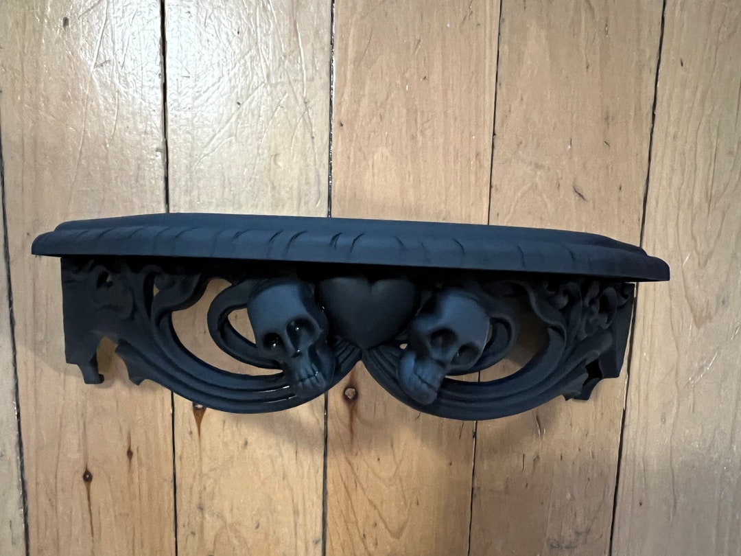 Black Ornate Floating Shelf, Refurbished Vintage Item, 11.5” Display ...