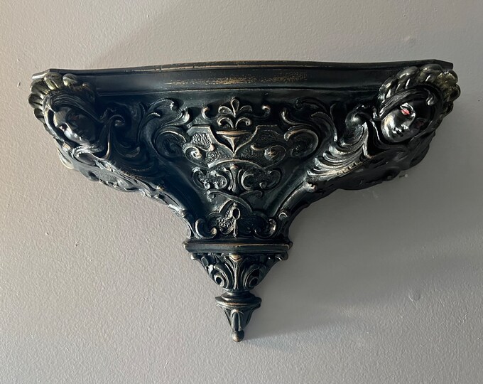 Black Ornate Floating Shelf, Refurbished Vintage Item, 14” Display ...