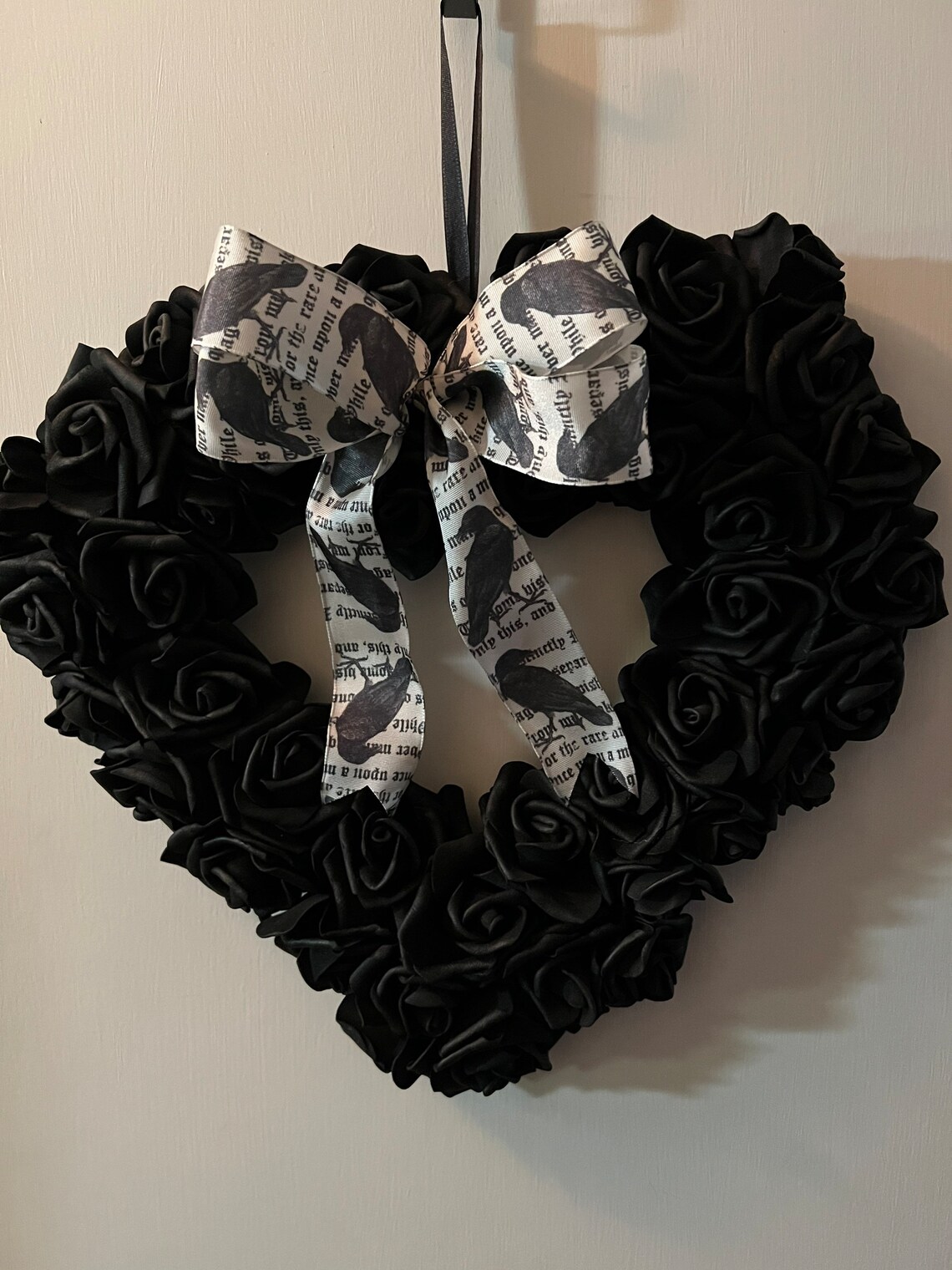 Nevermore Black Heart Wreath Every Day Decor Victorian Goth - Etsy