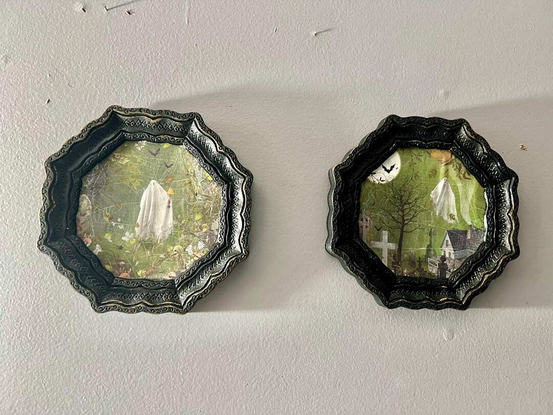 Ghosts in the Graveyard, Mini Prints, Gothic Halloween Wall Decor ...