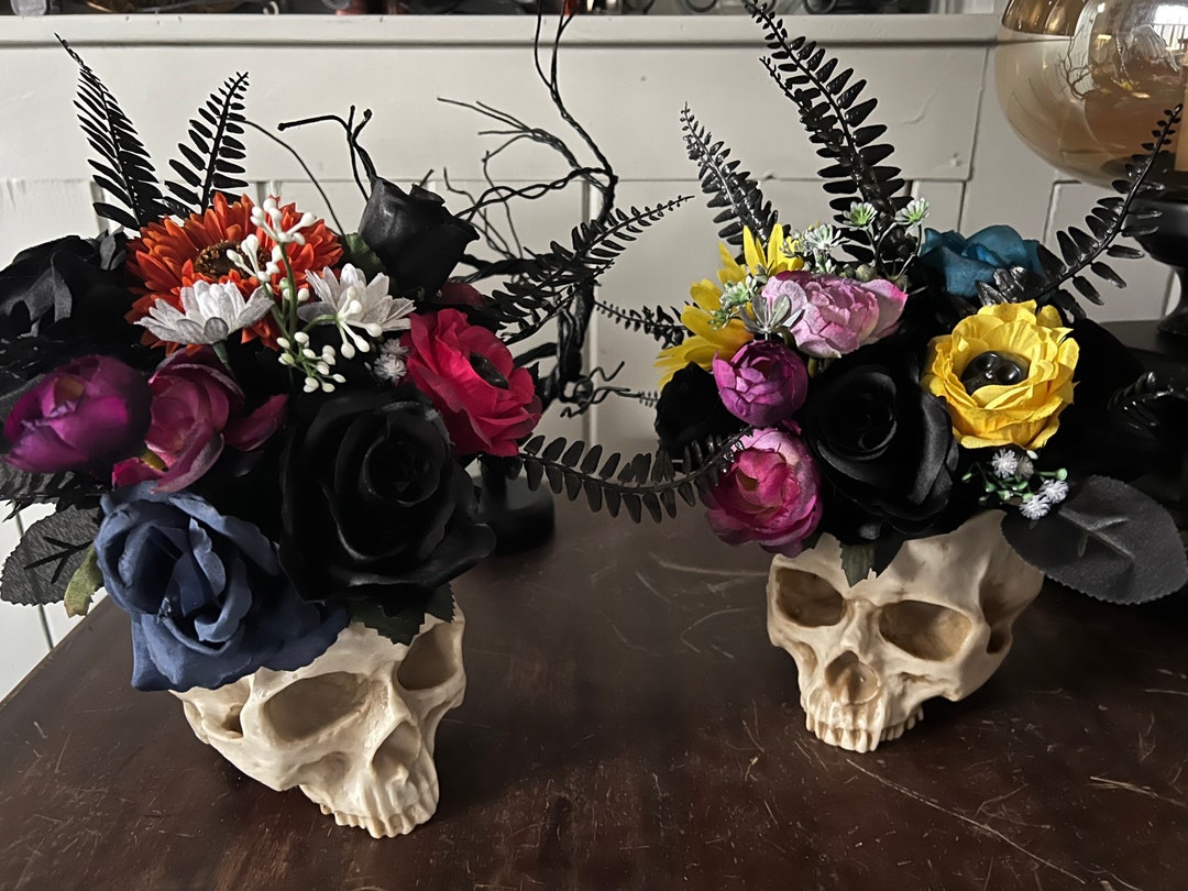 Gothic Skull Centerpiece Skull Floral Goth Skull Flower Pot - Etsy
