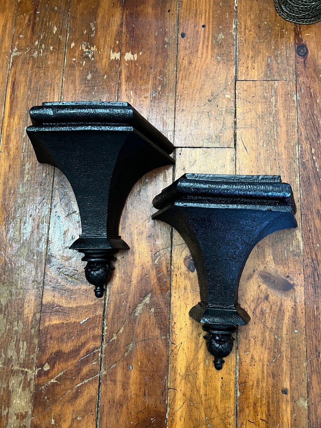 Pair Gothic Display Shelves, Small Pedastal Shelf Set 2, Victorian ...