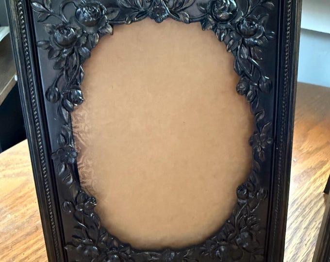 Black Ornate Picture Frame, Painted Black With Bronze, Gothic Roses ...