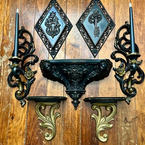 Victorian Gothic Key & Locket Wall Plaques, Gothic Black Gold , Gothic ...