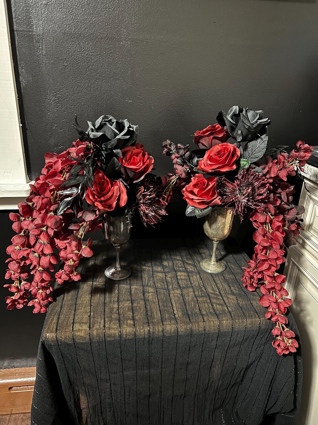 Victorian Gothic Centerpiece, Gothic Floral Home Decor, Gothic Valentines, Gothic Black, Red ...