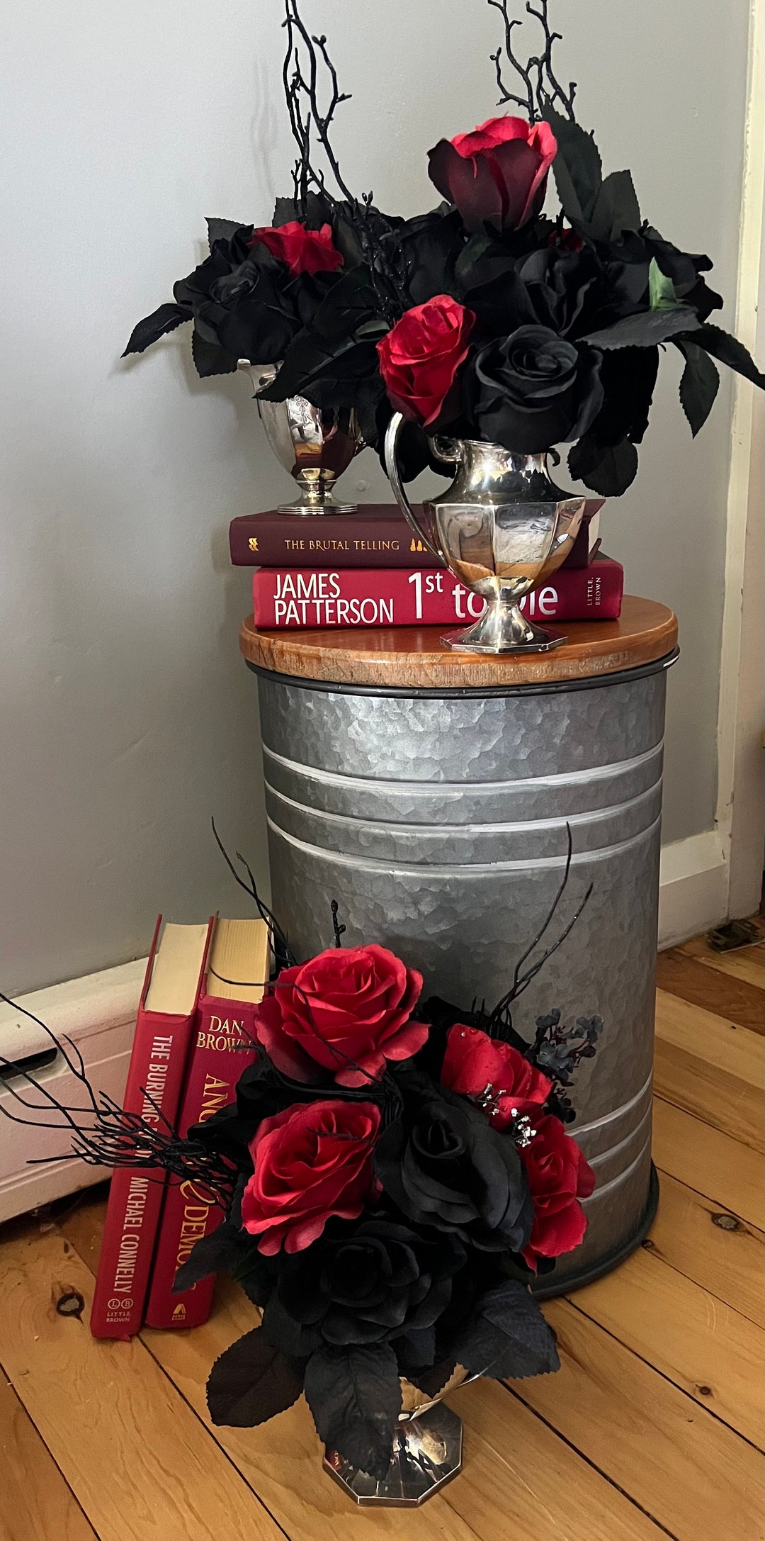 Black and Red Roses Silver Vintage Sugar Creamer Vase Flowers - Etsy