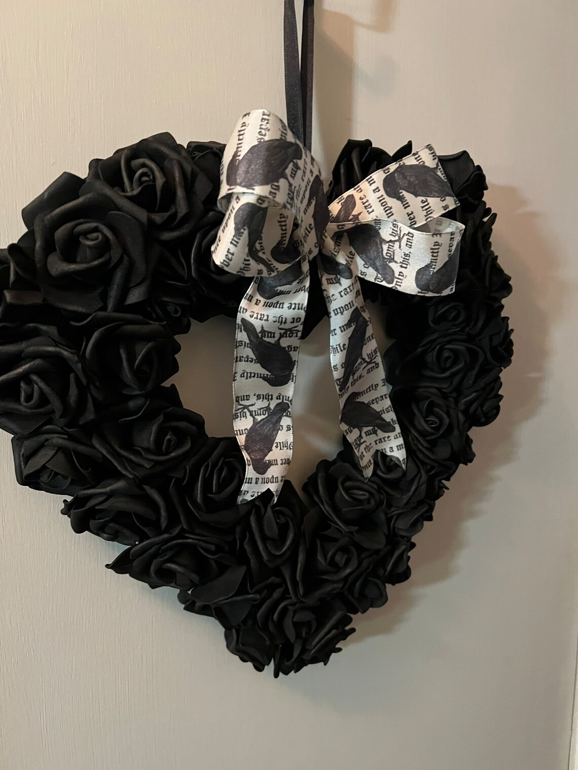 Nevermore Black Heart Wreath Every Day Decor Victorian Goth - Etsy