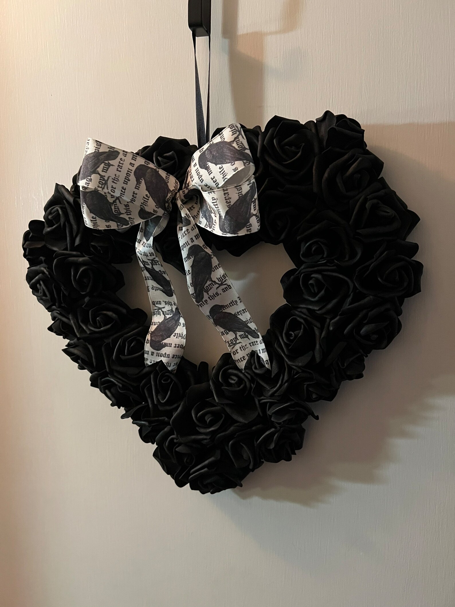 Nevermore Black Heart Wreath Every Day Decor Victorian Goth - Etsy