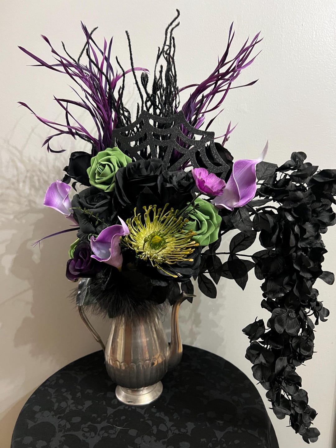 Victorian Gothic Centerpiece, Gothic Floral Home Decor, Gothic Silver ...