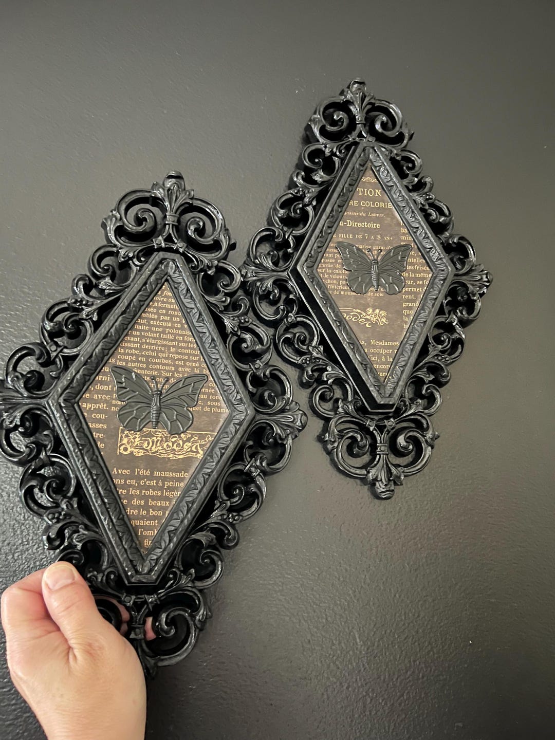 Gothic Butterfly Wall Plaques, Victorian Baroque Frames, Set 2 Gothic ...