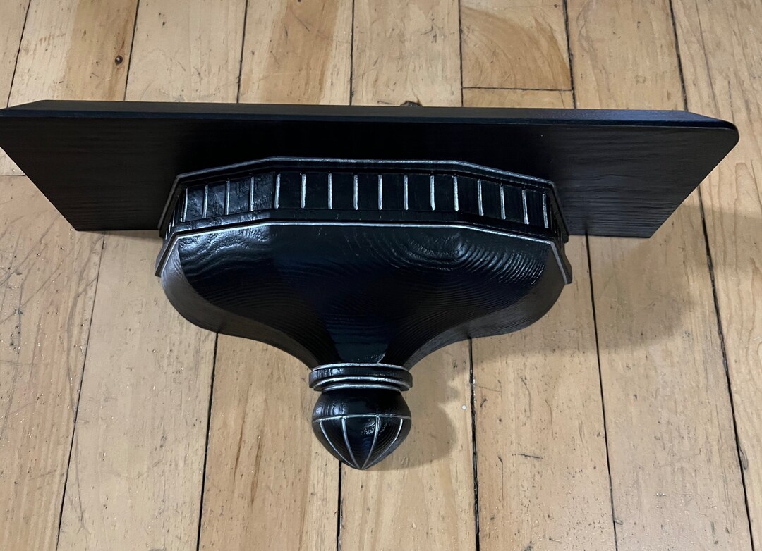 Black Ornate Floating Shelf, Refurbished Vintage Item, 17” Display ...