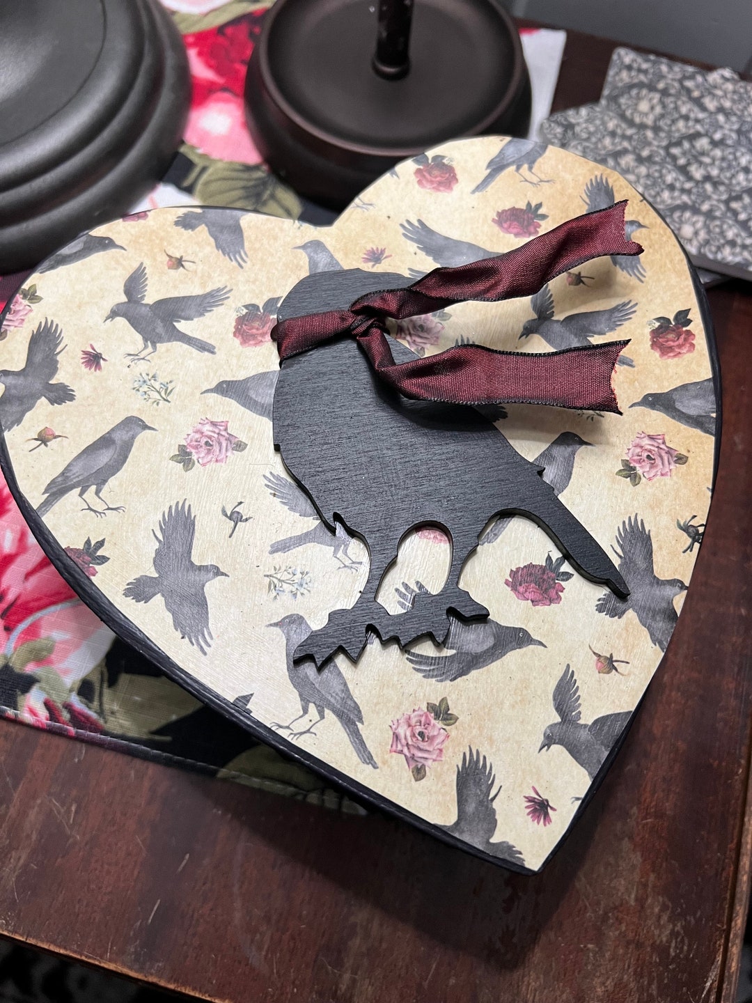 Gothic Heart Gift Box, Raven Crow Themed Valentine’ Day Gift Set, Black ...