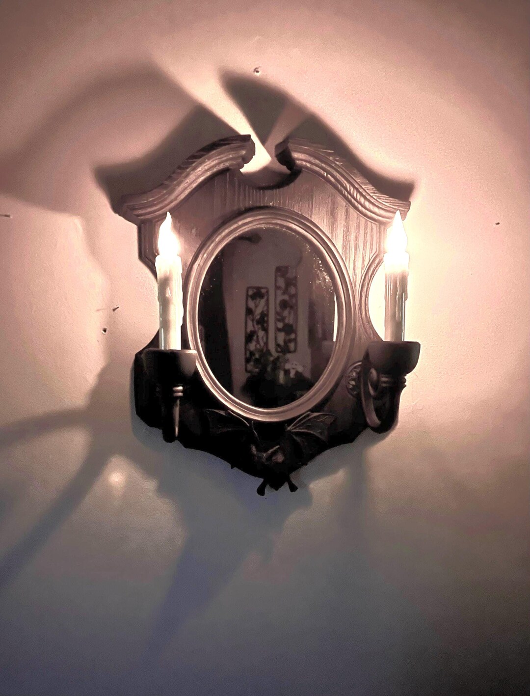 Black Bat Mirror, Refurbished Vintage Item, 16” Display Sconce , Gone ...