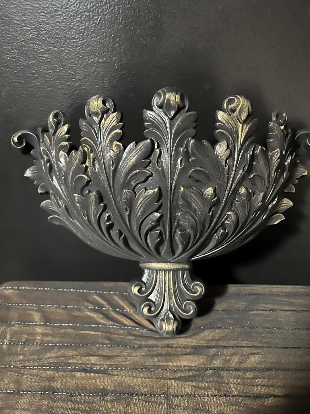 Victorian Gothic Extra Large Wall Pocket, Ornate Wall Planter, Black ...