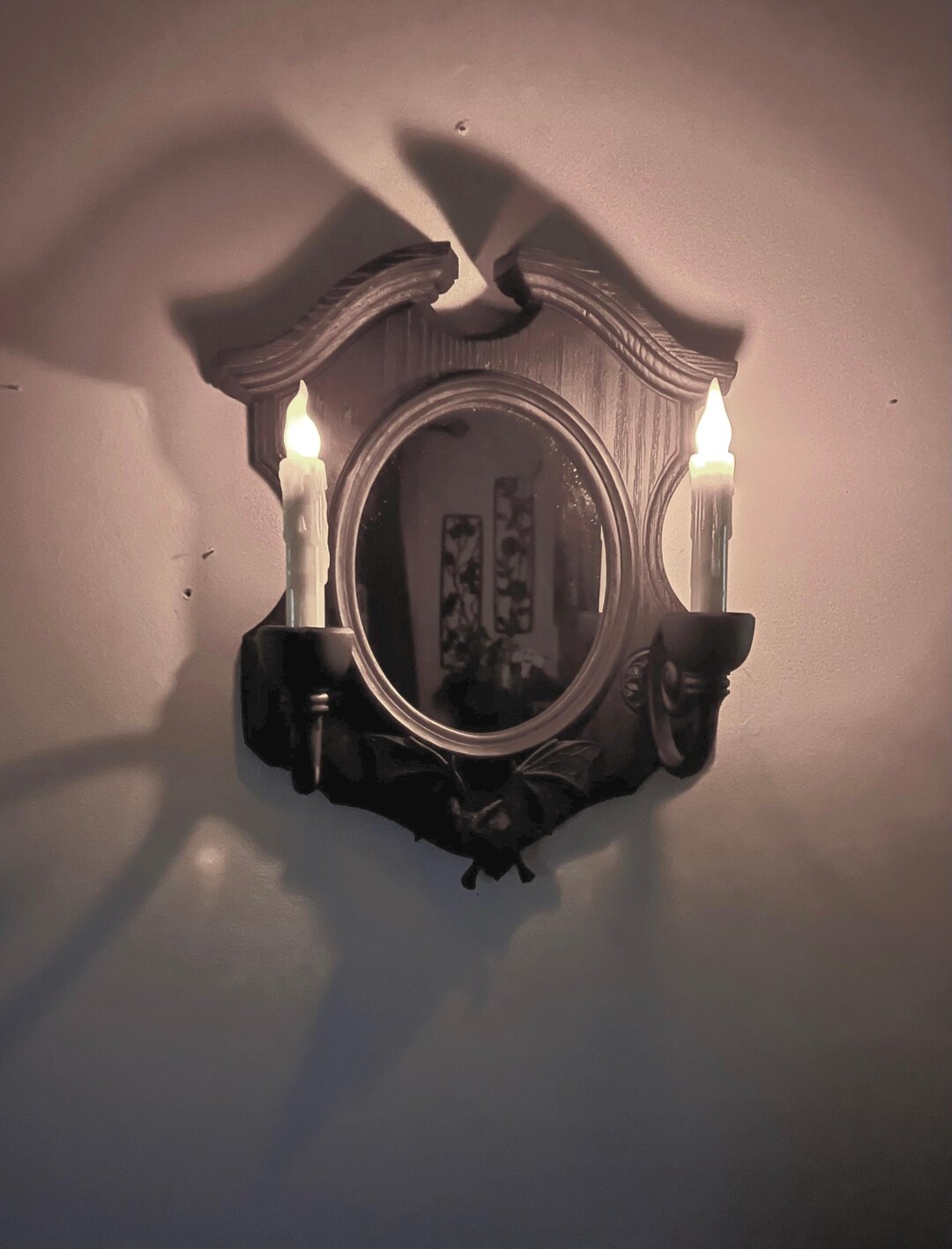 Black Bat Mirror, Refurbished Vintage Item, 16 Display Sconce , Gone ...