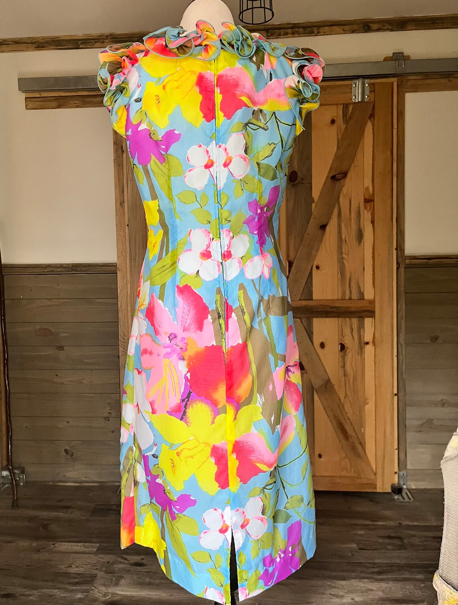 Vintage 1970s Alice of California Multi-colored Floral Summertime Dress ...