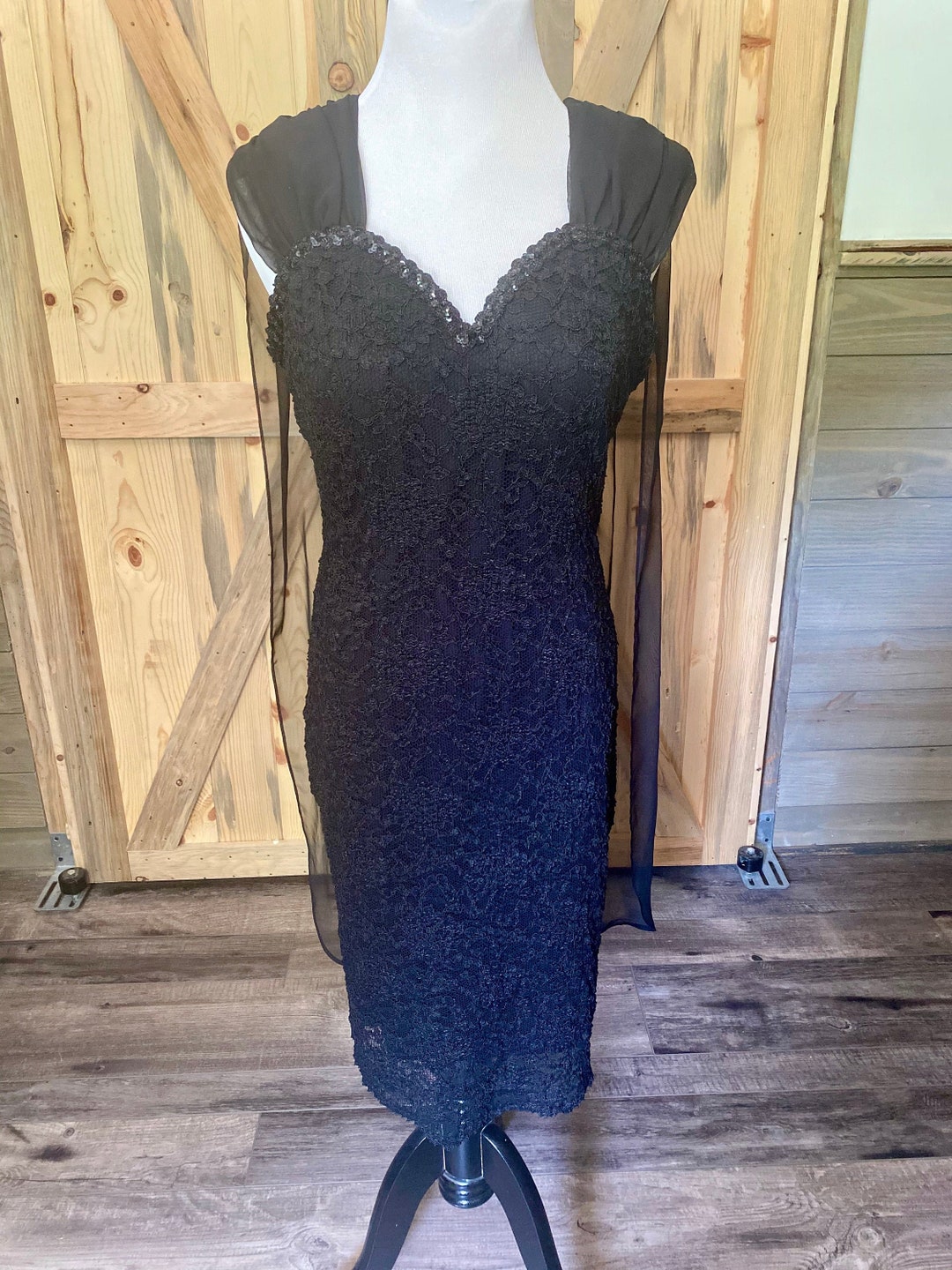 Glamorous Vintage 1980s Lew Magram Collection New York Black Lace ...