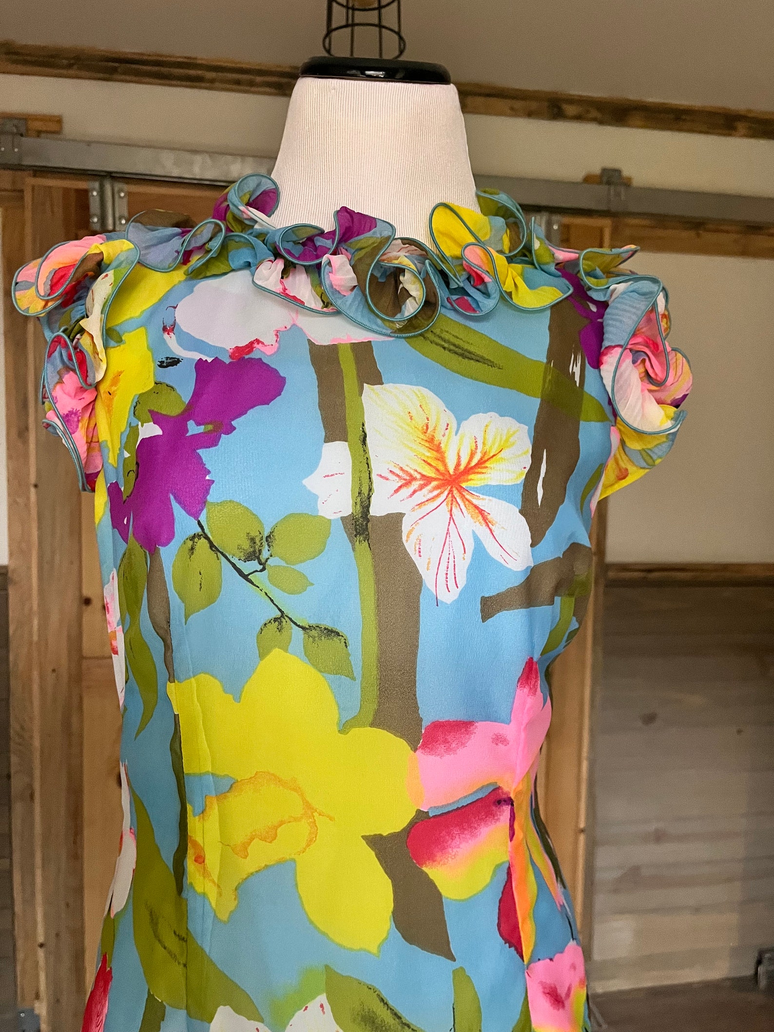 Vintage 1970s Alice of California Multi-colored Floral Summertime Dress ...