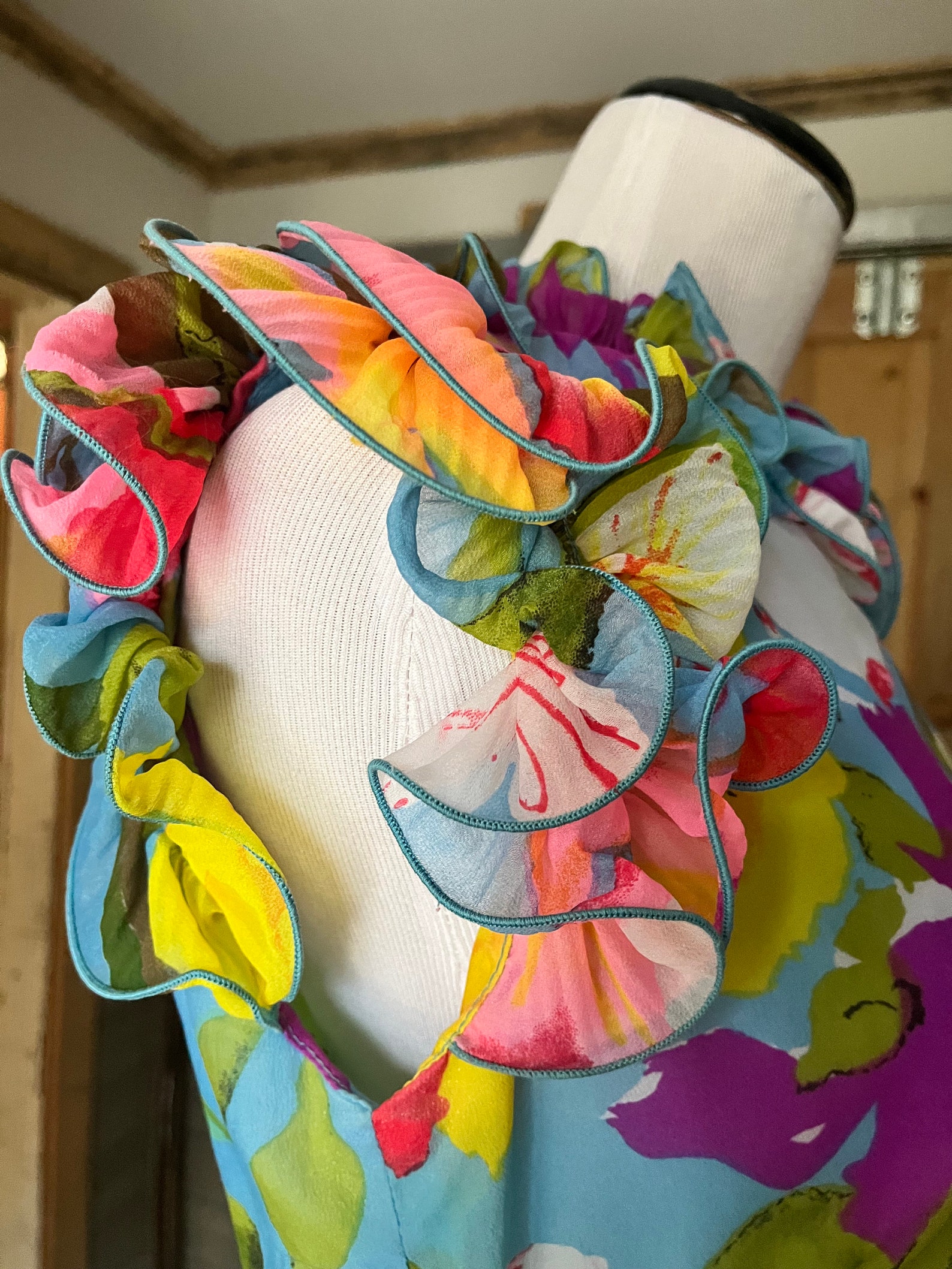 Vintage 1970s Alice of California Multi-colored Floral Summertime Dress ...