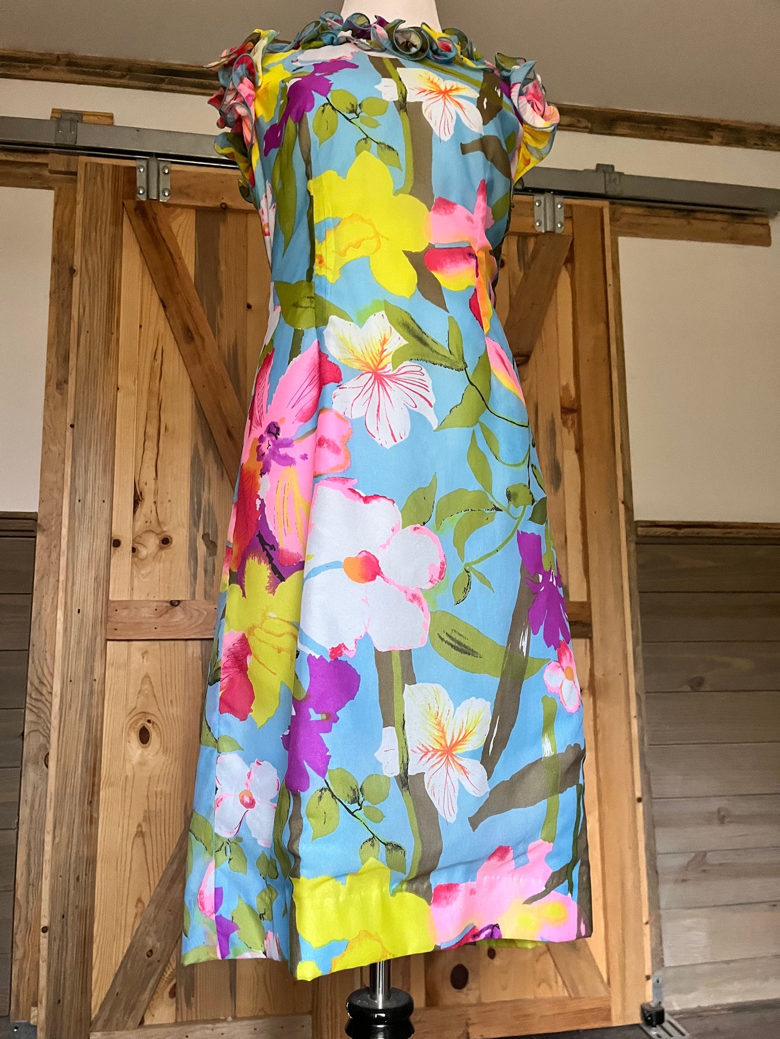 Vintage 1970s Alice of California Multi-colored Floral Summertime Dress ...