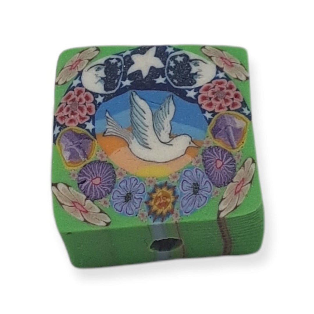 10mm Square Fimo Beads 10 Dove W. Moon & Flowers - Etsy