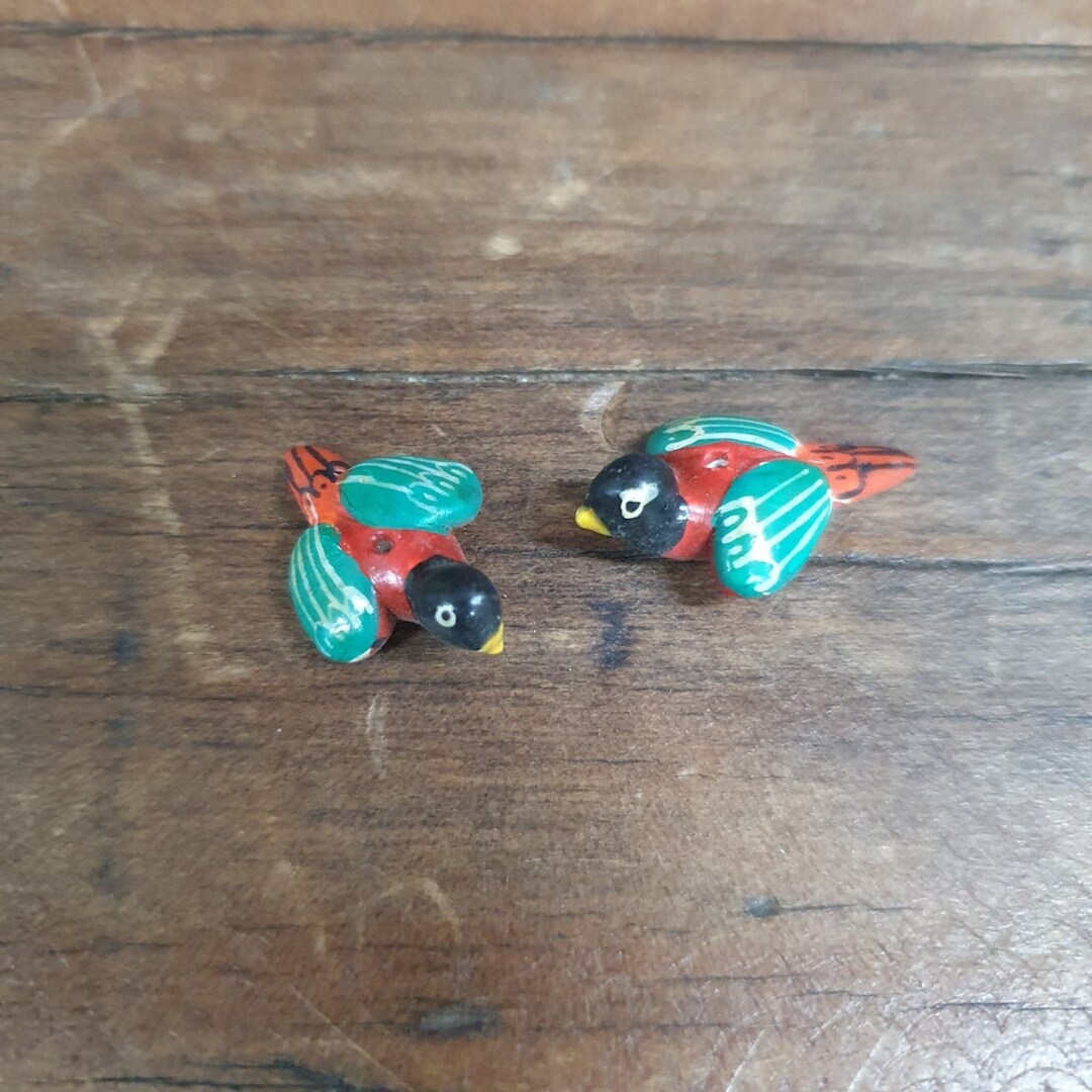 Rare Hand Made & Painted Clay Birds From Peru 2 44 - Etsy