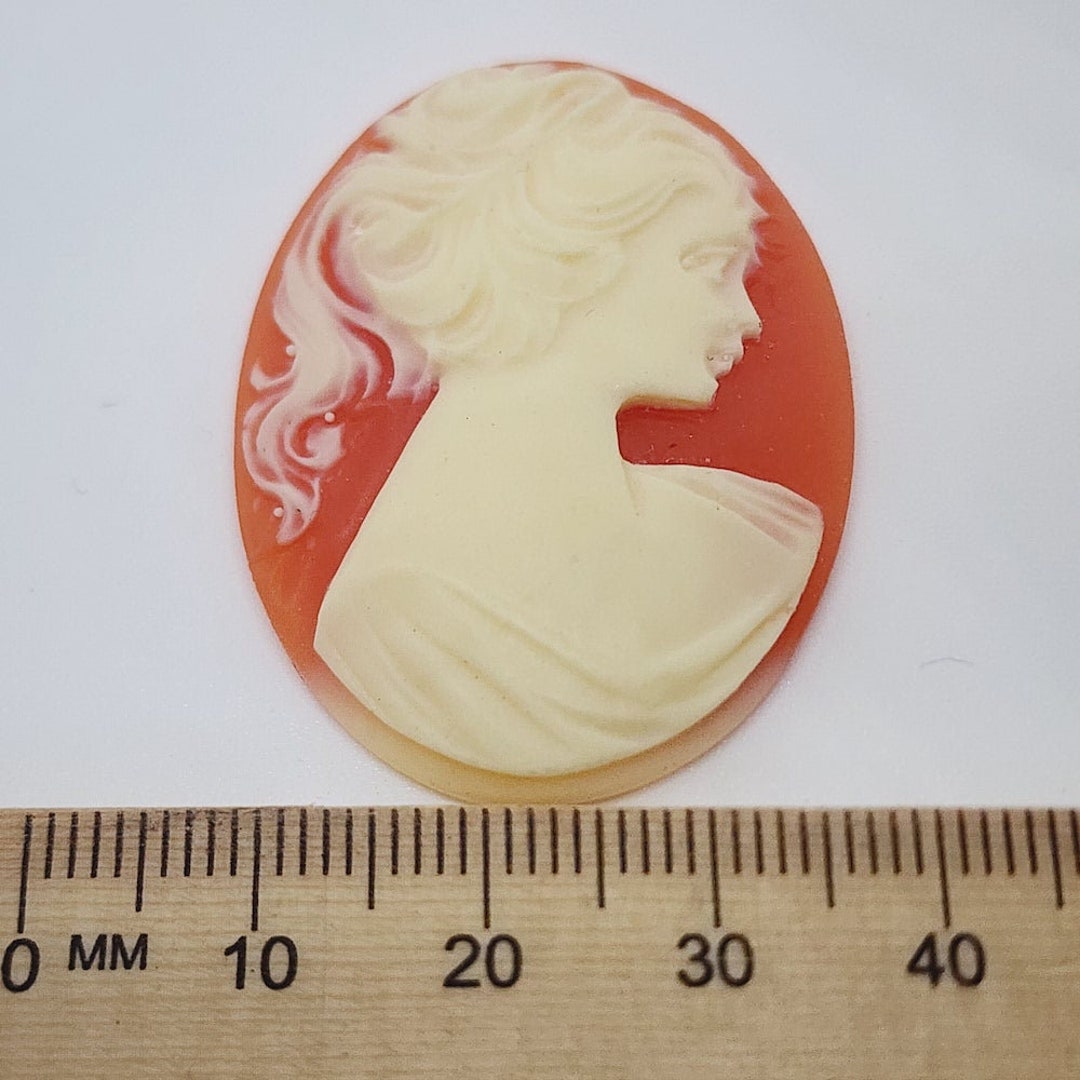 40x30mm Oval 1 Facing Right Dark Peach & Ivory Vintage Cameo - Etsy