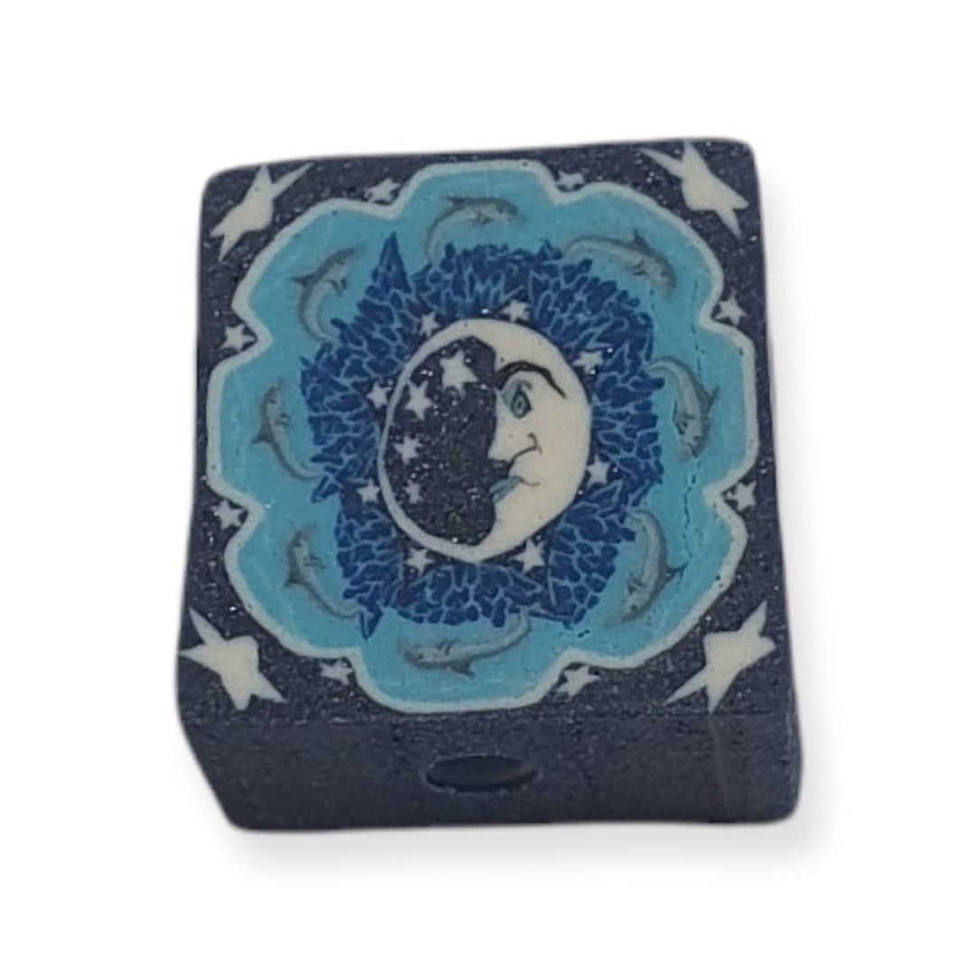 10mm Square Fimo Beads 10 Moon Face W. Leaping Dolphins & Stars - Etsy