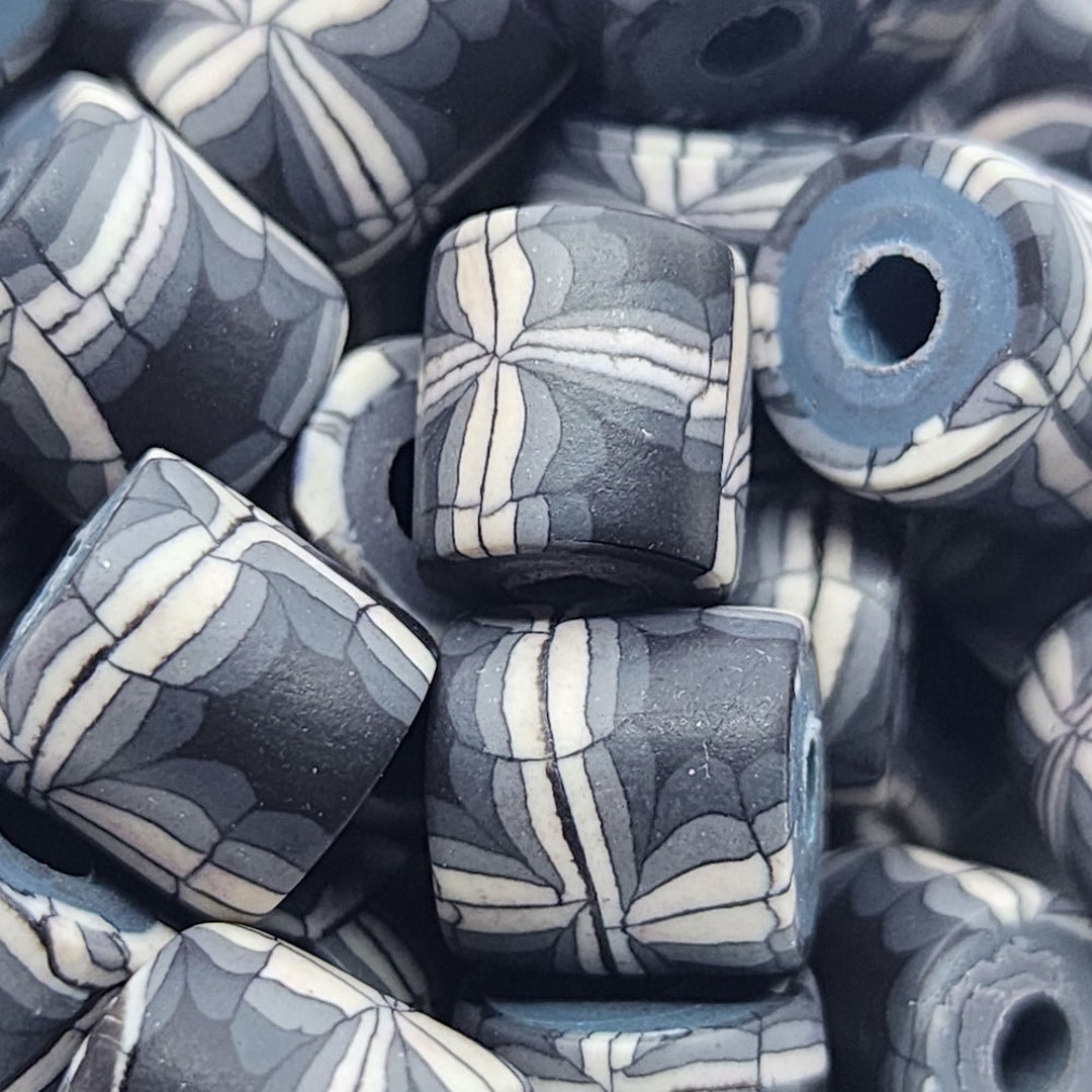 10mm Tube Fimo Beads 10 Black/white Web Design - Etsy