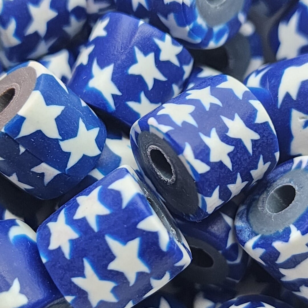 10mm Tube Fimo Beads 10 White Stars On Blue Etsy 10mm-tube-fimo-beads-10-white-stars-on-blue-etsy