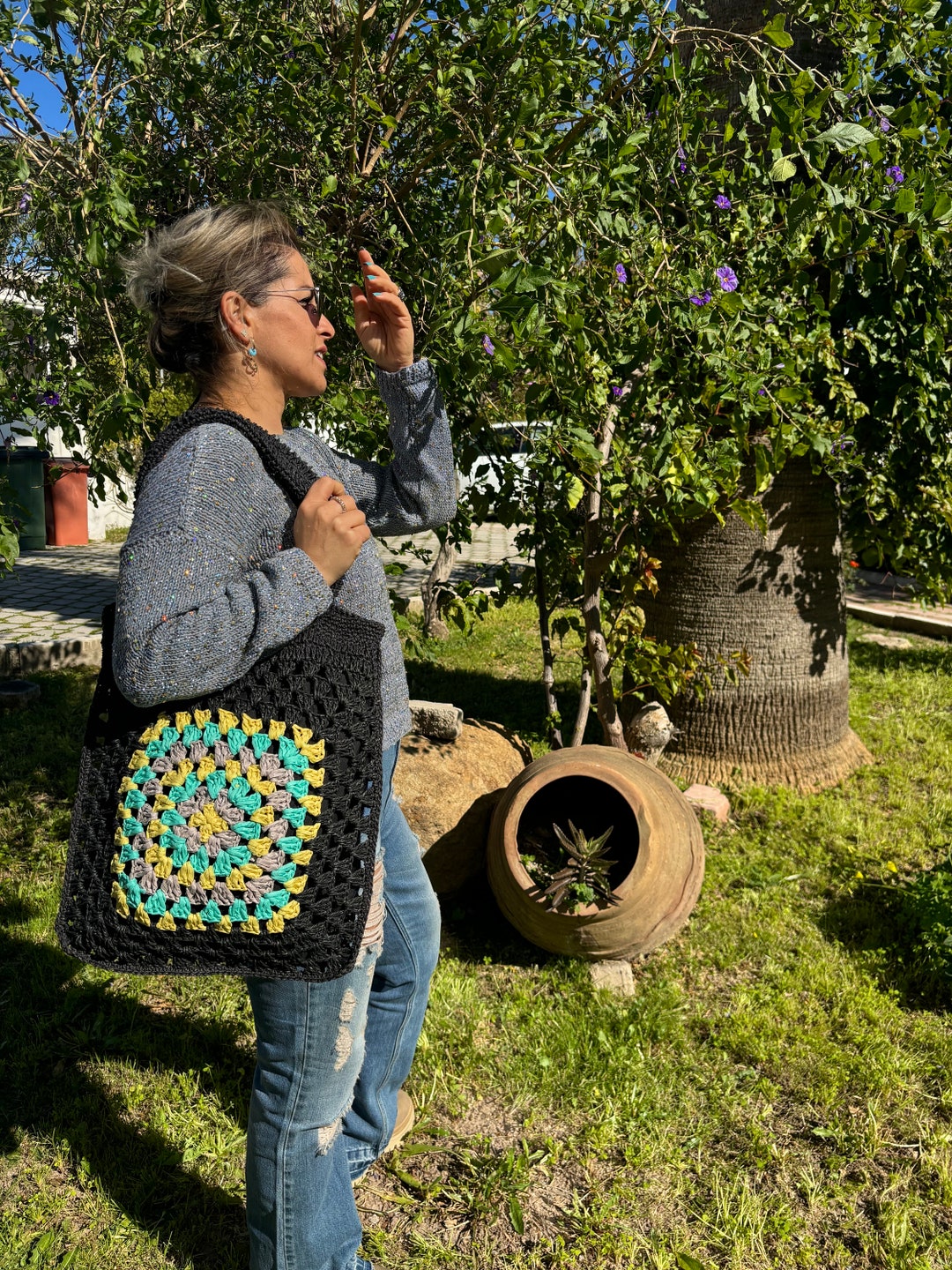 Granny Square Shoulder Bag ,crochet Bag Handmade , Granny Square ...