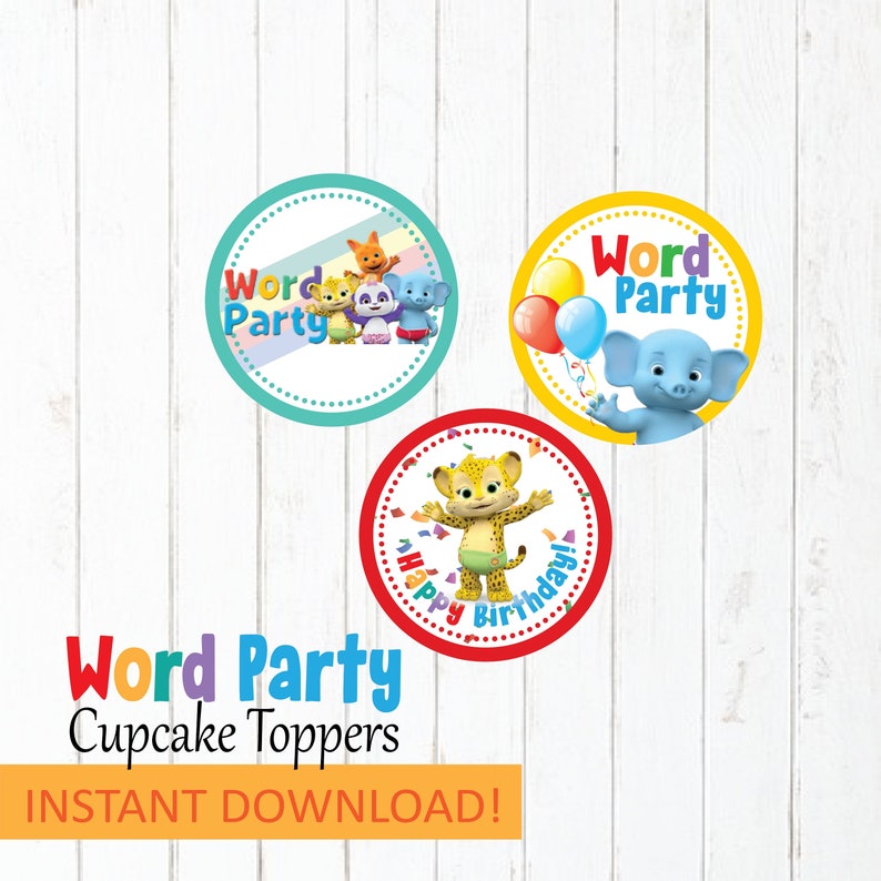 Word Party printable cupcake toppers instant download pdf | Etsy