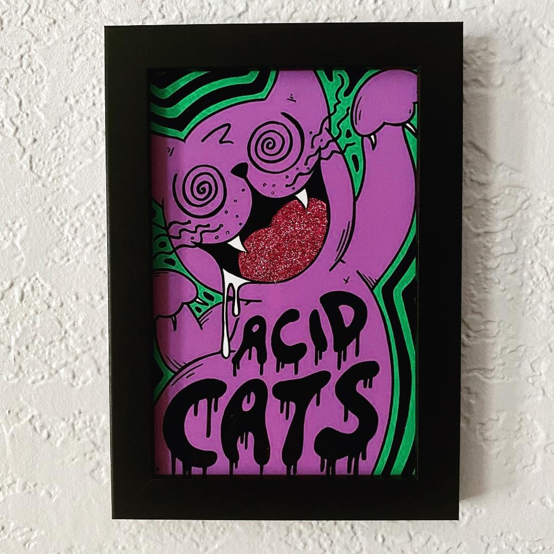 Acid Cats Embellished Art Wood Frame - Etsy