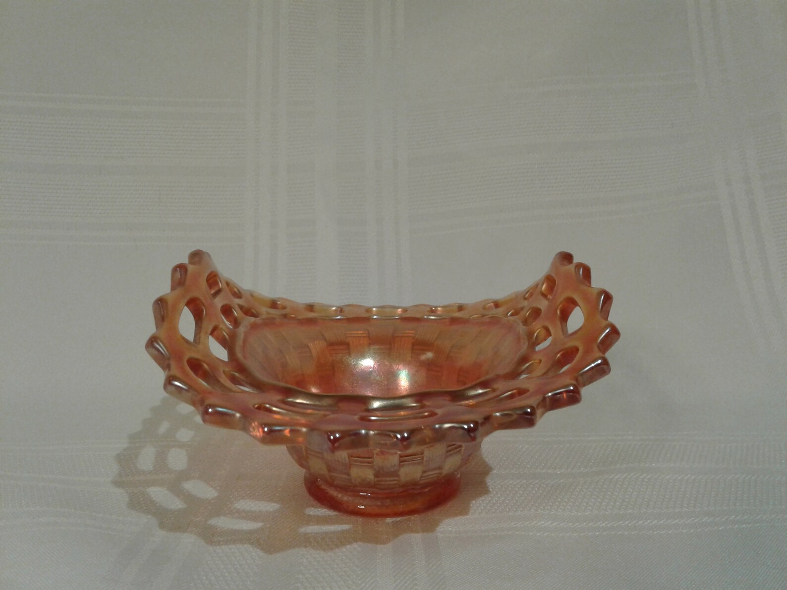Fenton Marigold Basket, Mini Basket, Open Edge, Basket Weave, Carnival ...