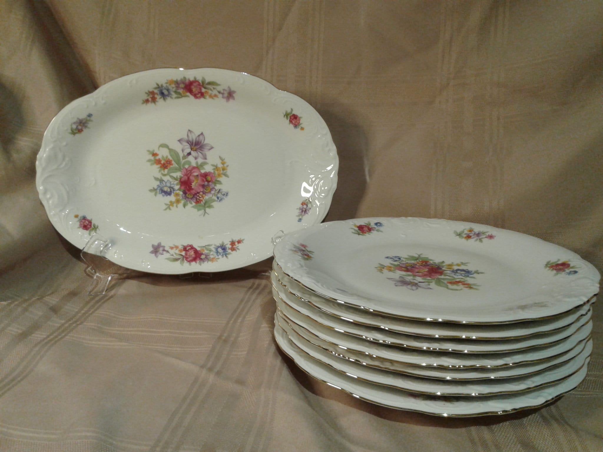 Dining & Serving pink roses serving platter Made in Poland Polish ...