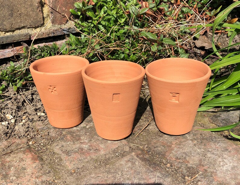 Set of 3 Small Handmade Terracotta Pots - Etsy