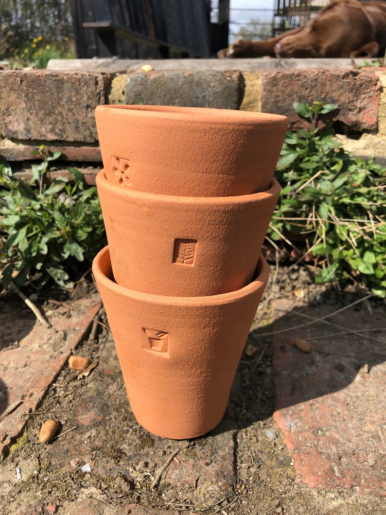 Set of 3 Small Handmade Terracotta Pots - Etsy