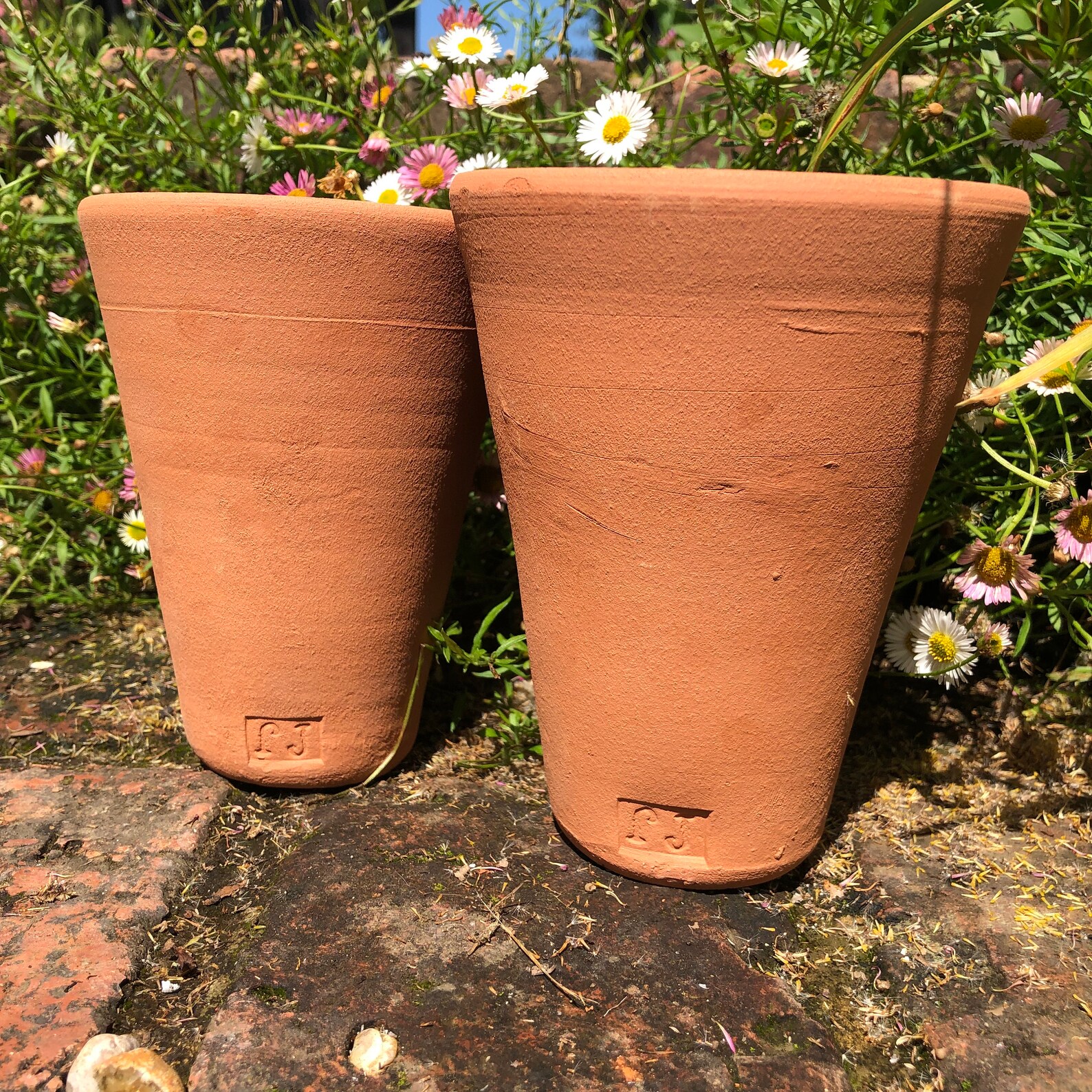 Set of 2 Small Long Tom Terracotta Pots - Etsy UK