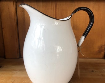White Enamel Pitcher | Etsy
