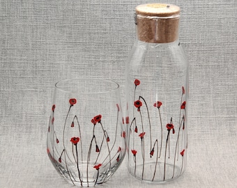 Autumn Meadow Design Bedside Water Set - Etsy UK