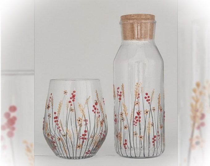Autumn Meadow Design Bedside Water Set - Etsy UK