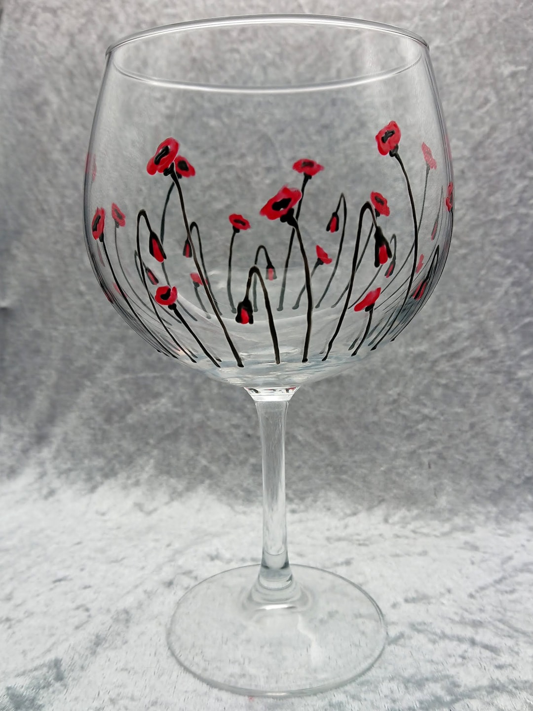 Hand-painted Poppy Large Gin Glass - Etsy