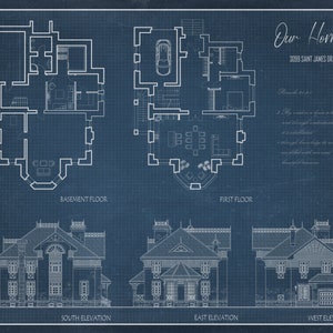 Architectural Blueprint Wall Art, Our First Home, Home Builder Gift ...