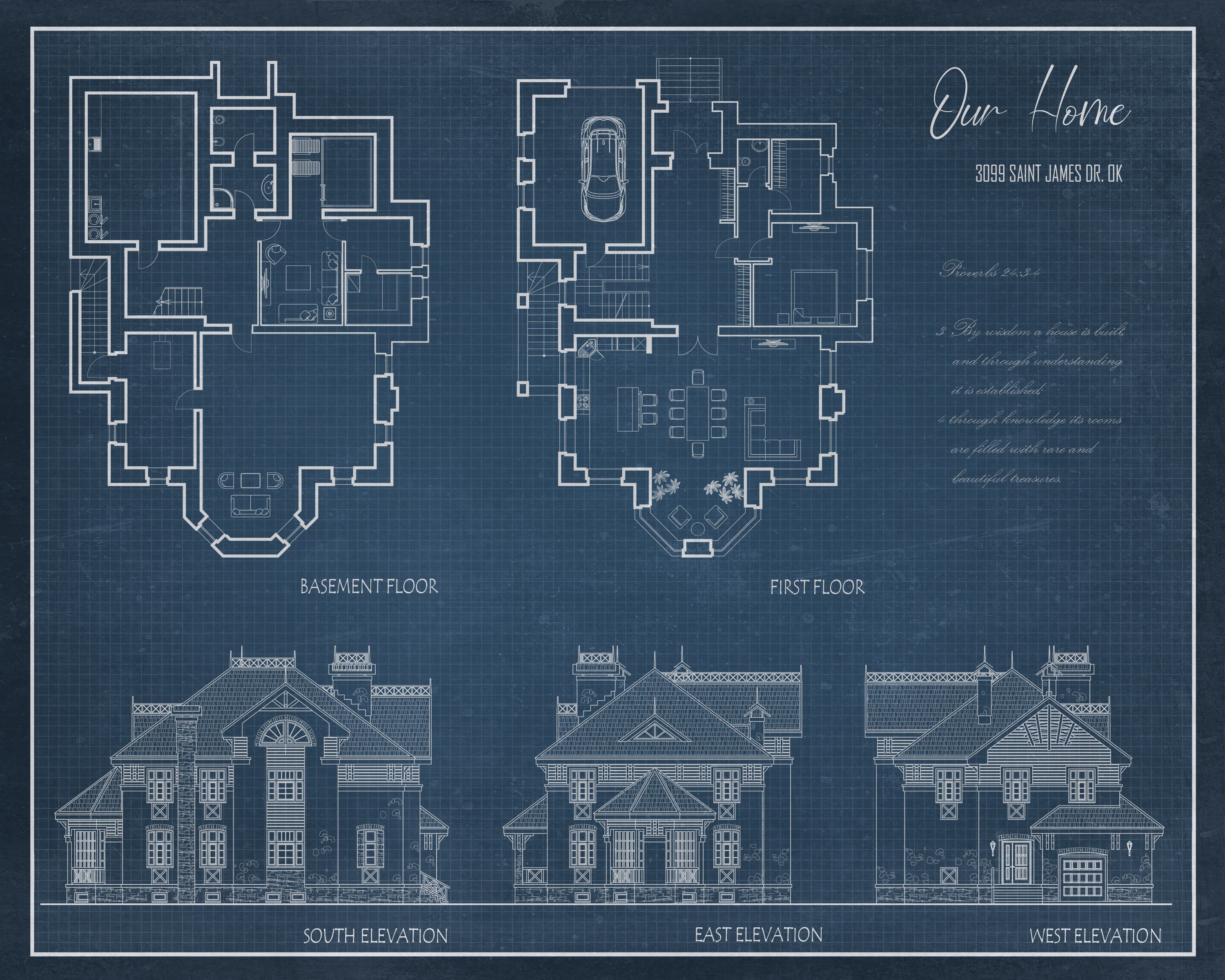 Architectural Blueprint Wall Art, Our First Home, Home Builder Gift ...