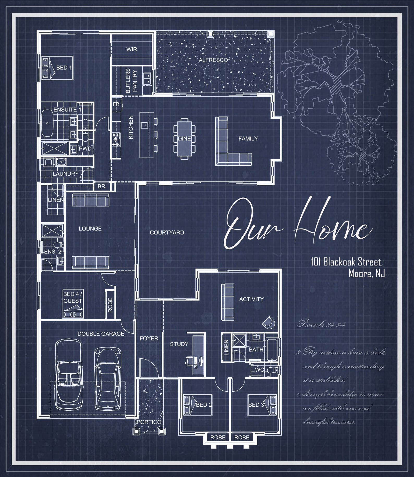 Custom Digital House Plan Artwork, Blueprint Floor Plan, Architectural ...